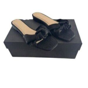 Tuckernuck | Shoes | Tuckernuck New Black Raffia Britt Square Toe Knot ...